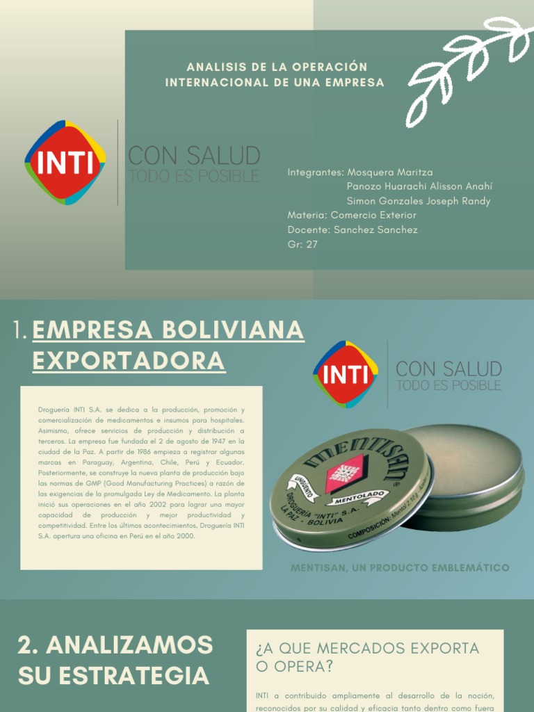 Análisis de Droguería INTI S.A. y Mentisan | PDF | Exportaciones | Perú