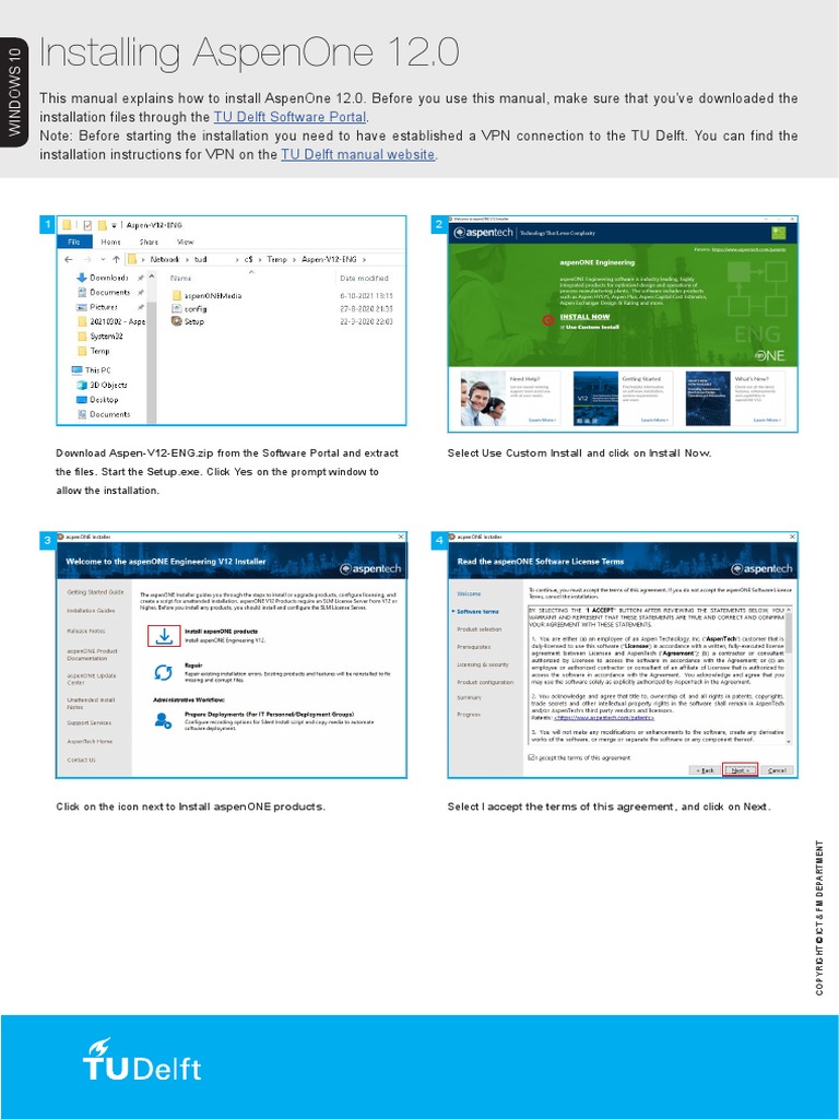 Installing Aspenone 12.0: Tu Delft Software Portal Tu Delft Manual ...