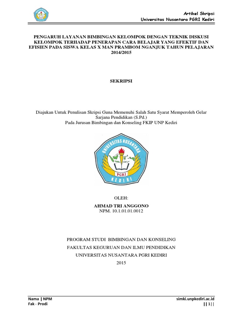 Adoc - Pub - Sekripsi Oleh Ahmad Tri Anggono NPM | PDF