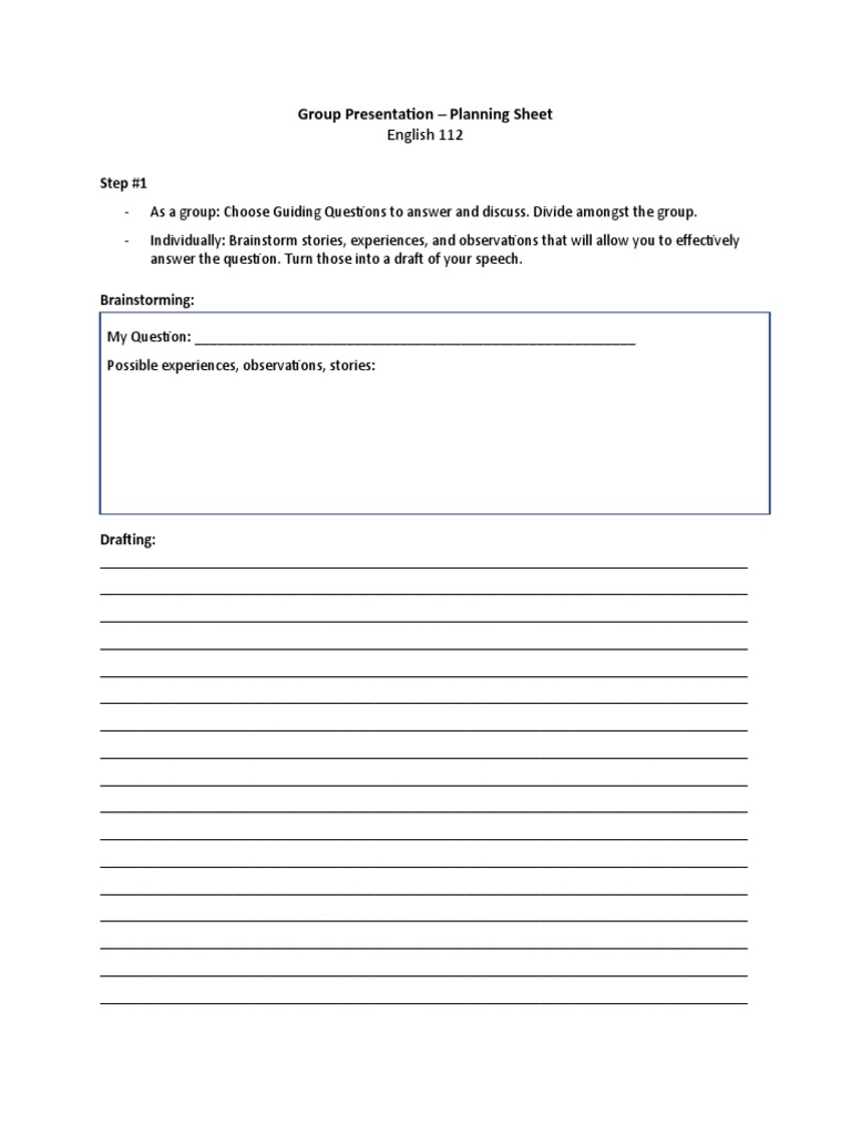 Group Presentation - Planning Sheet | PDF | Microsoft Power Point | Human Communication