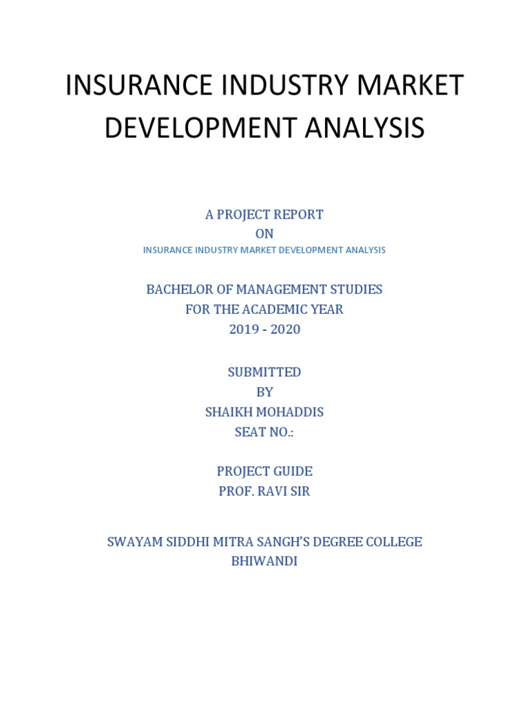 Insurance Industry Market Development Analysis: A Project Report ON | PDF