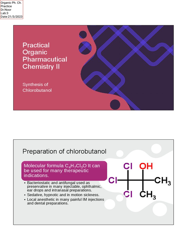 Practical Organic Pharmacutical Chemistry II: Preparation of ...