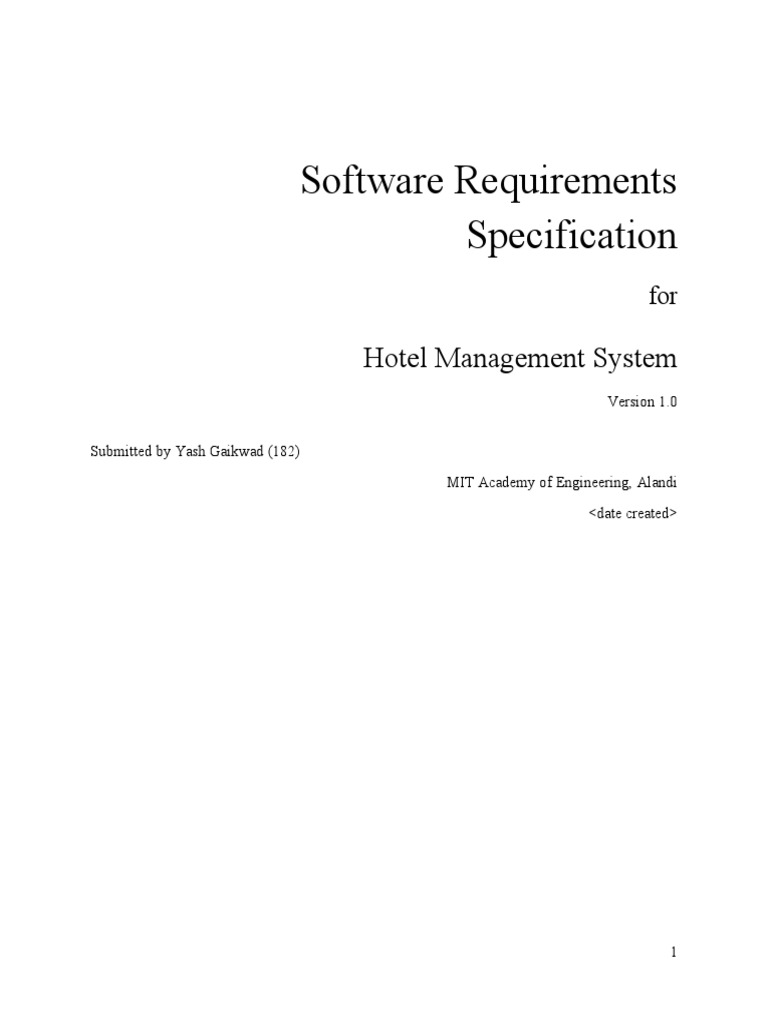 Srs Document For Hotel Management System | PDF | Databases | Input/Output