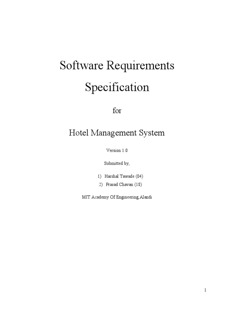 Srs Document For Hotel Management System | PDF | Operating System | Internet