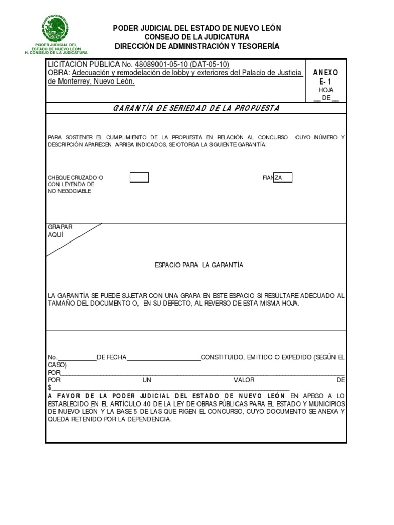 GARANTIA DE SERIEDAD DE LA PROPUESTA | PDF