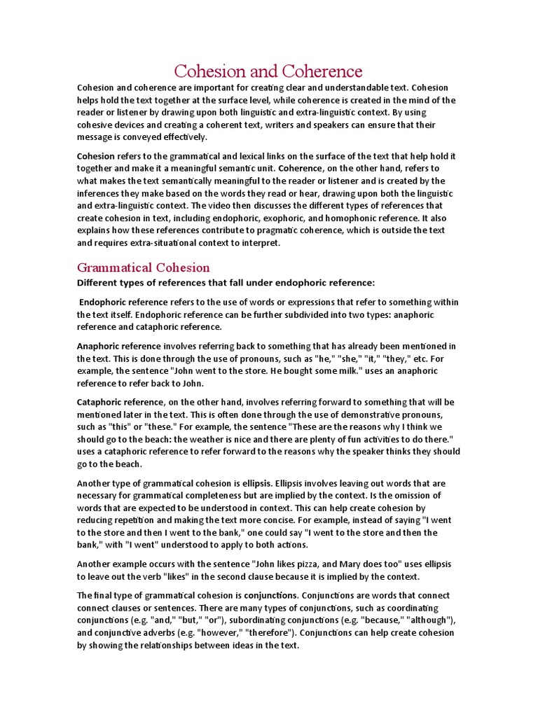 Cohesion and Coherence | PDF | Word | Interpretation (Philosophy)