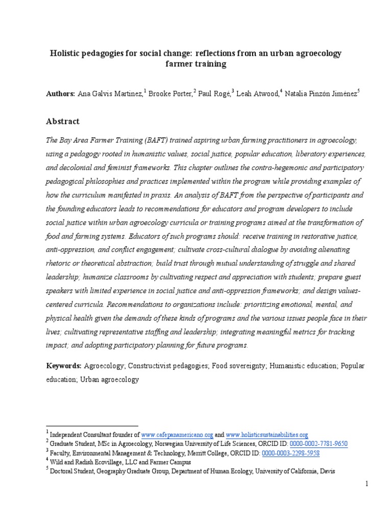 BAFT Urban Agroecology Book Chapter - Unlinked | PDF | Agroecology ...