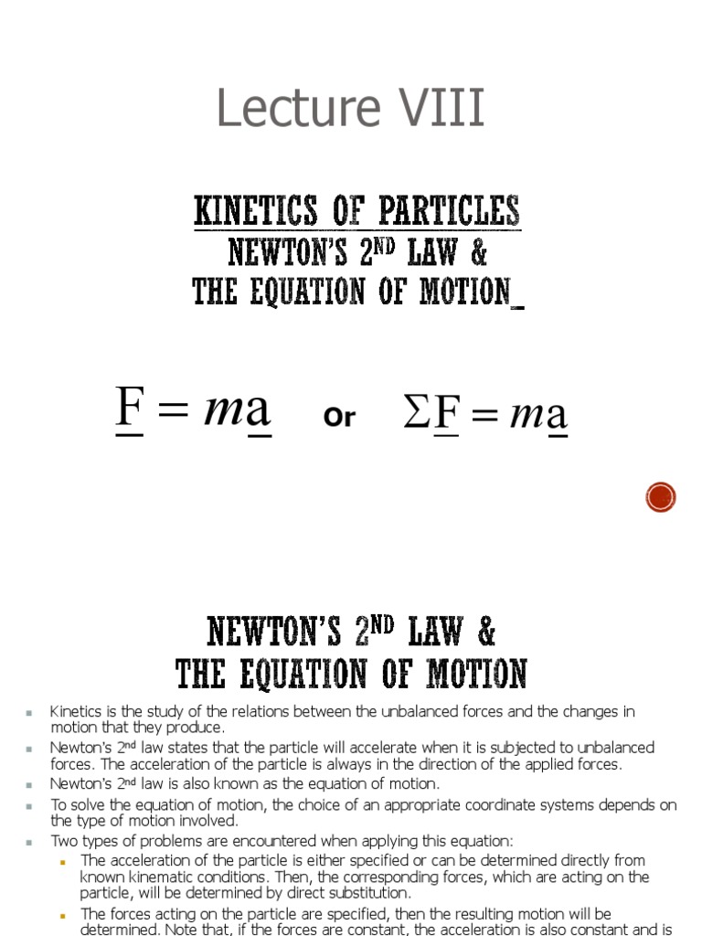 Newton's 2nd Law Lecture | PDF | Newton's Laws Of Motion | Force