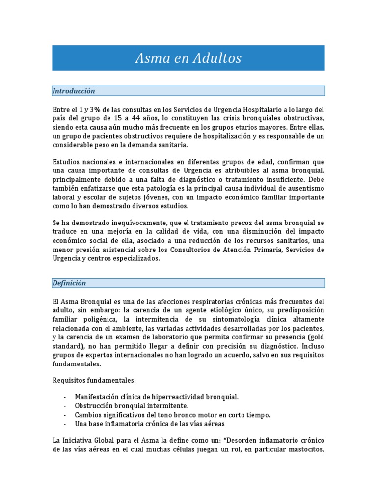 Tratamiento del Asma en Adultos | PDF | Asma | Tos