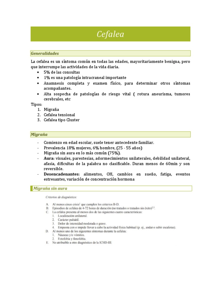 Cefalea | PDF | Dolor de cabeza | Migraña