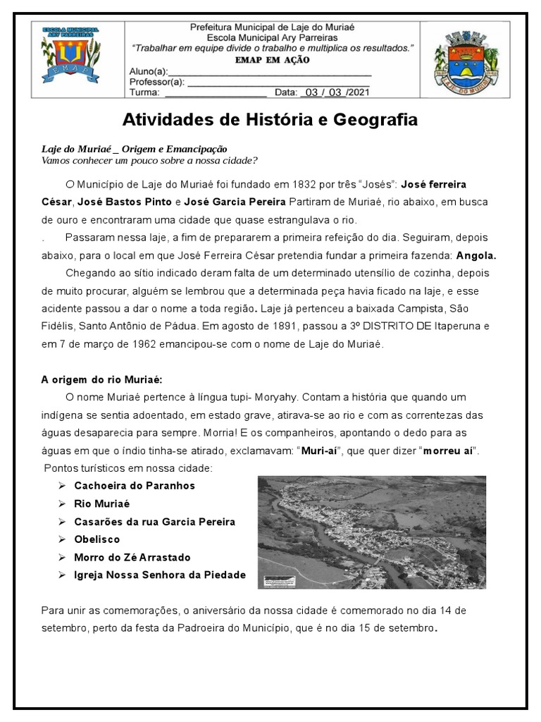 Atividades História e Geografia 4° Ano 01.03.2021-12.03.2021 | PDF | Brasil