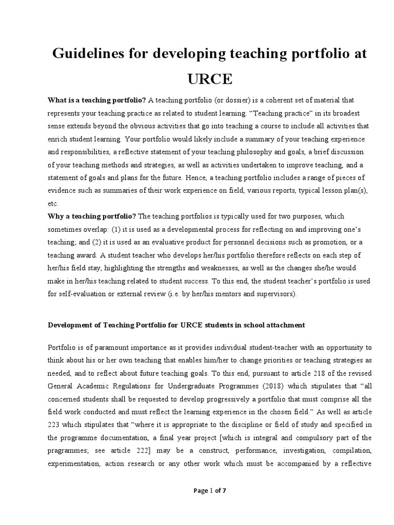 Teaching Portfolio Development Guidelines | PDF | Career & Growth | Art