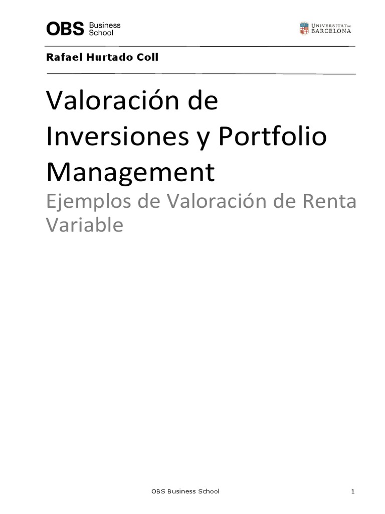 Ejemplos de Valoración en Renta Variable | PDF | Compartir (Finanzas ...