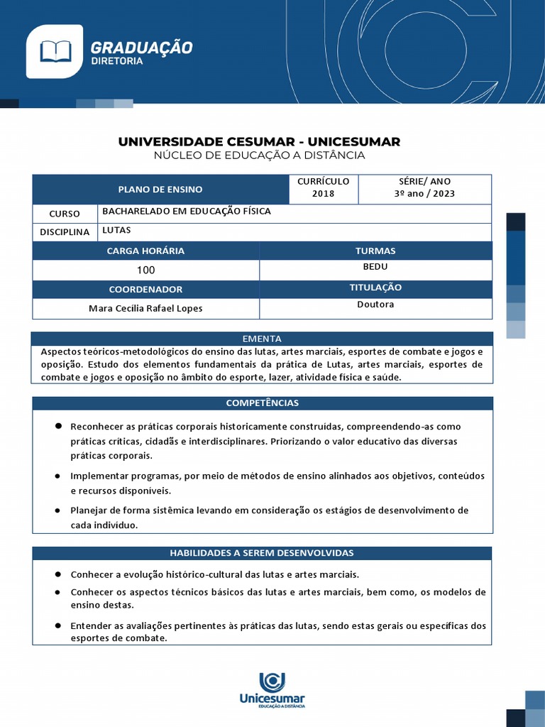 Universidade Cesumar - Unicesumar: Plano de Ensino | PDF | Pedagogia ...