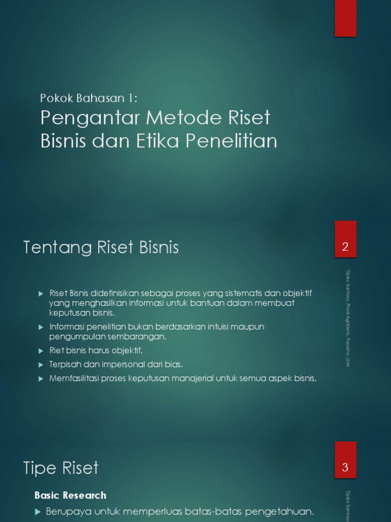 Pengantar Metode Riset Bisnis Dan Etika Penelitian: Pokok Bahasan 1 | PDF