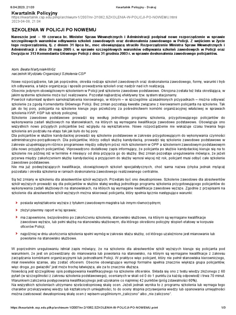 Kwartalnik Policyjny - Drukuj | PDF