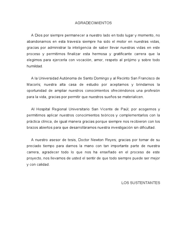 Ejemplo de 1 Agradecimiento y 3 Dedicatorias | PDF