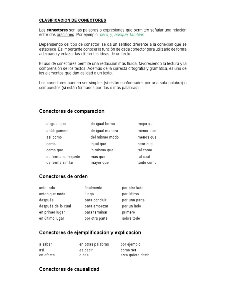 Clasificación de conectores de tiempo | PDF | Ciencia cognitiva