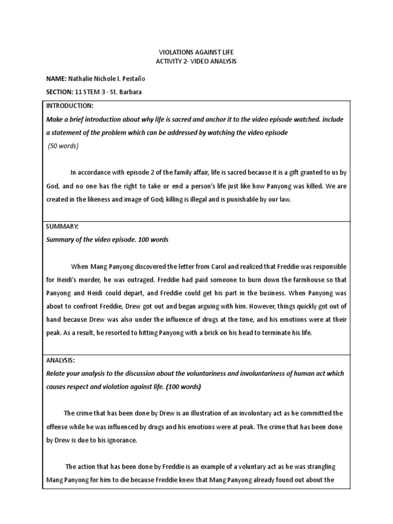 Video Analysis of Life Violations | PDF
