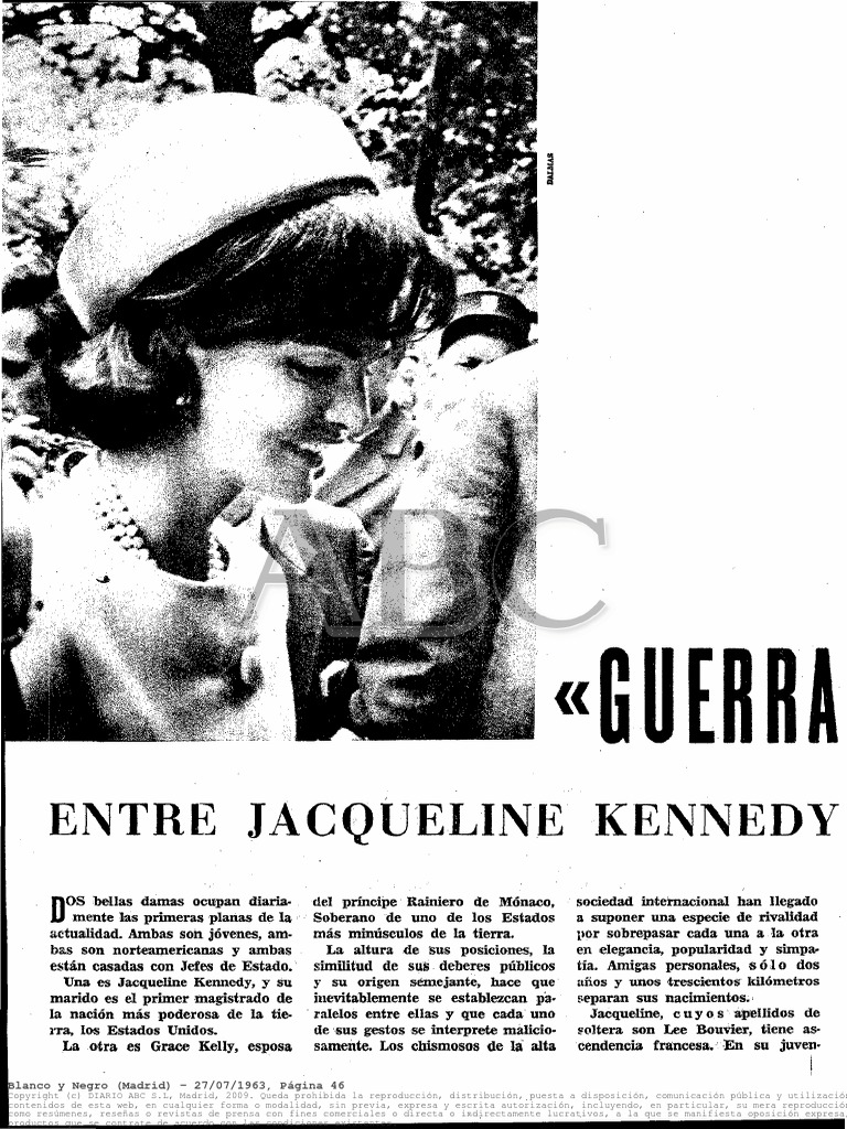 Jacqueline Kennedy y Gracia de Monaco | PDF | Jacqueline Kennedy ...