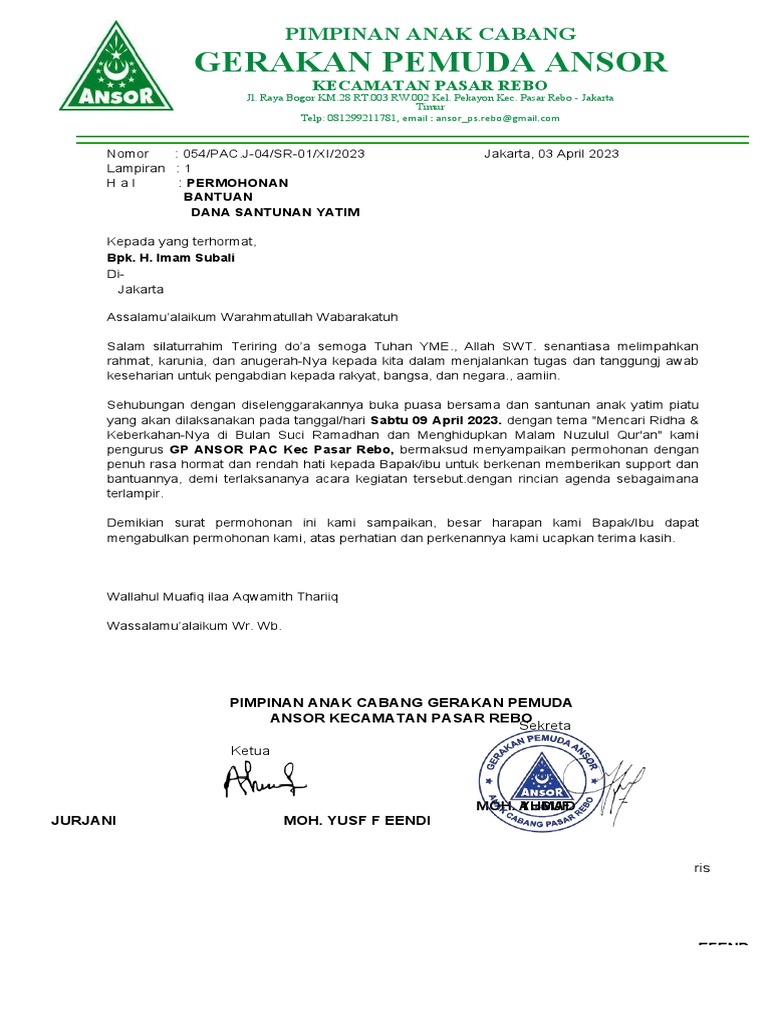 Proposal Bukber Ansor | PDF