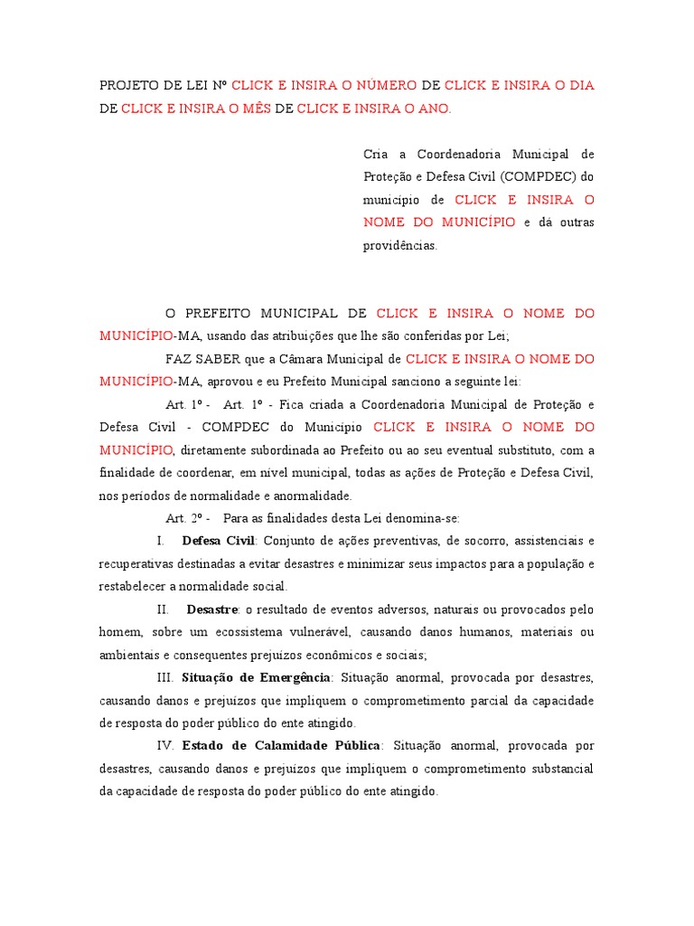 Modelo-Do-Projeto-De-Lei | PDF | Governo