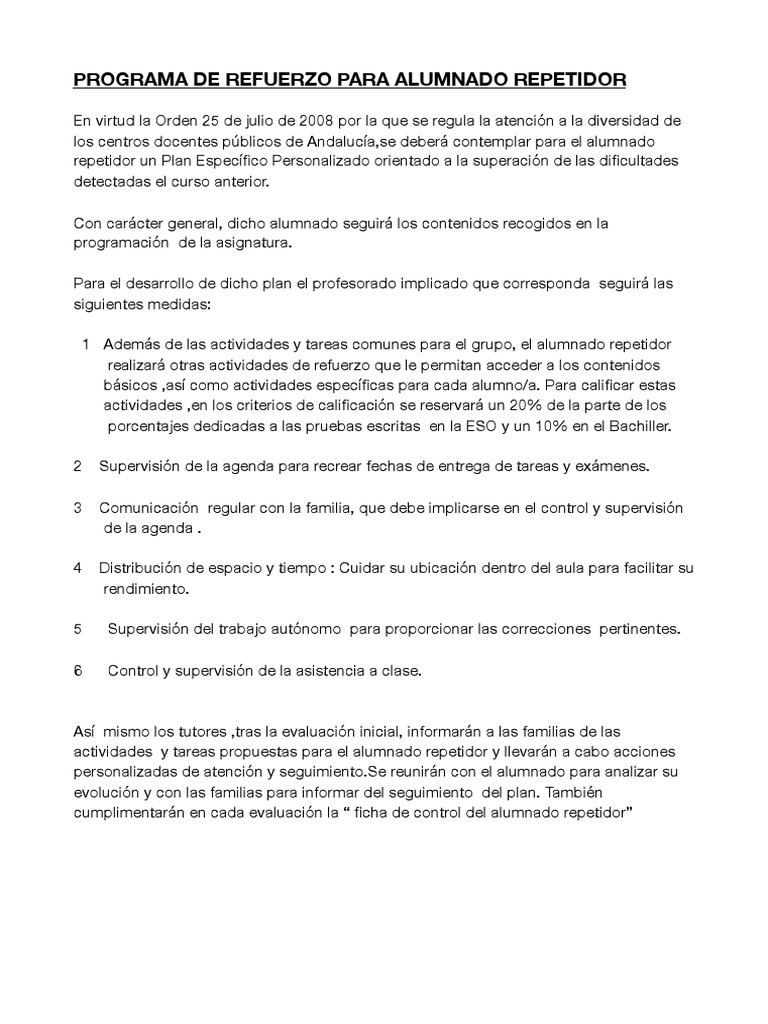 Lengua y Literatura - Programa de Refuerzo para Alumnado Repetidor | PDF