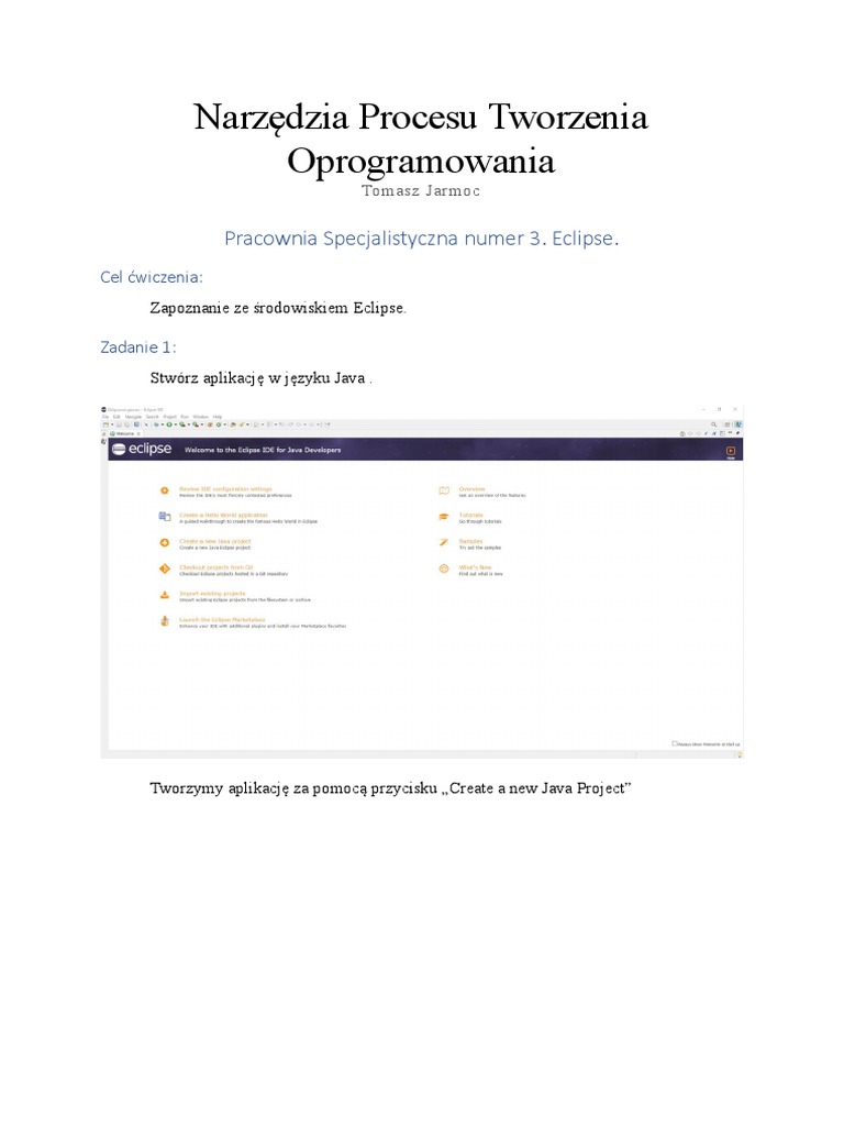 NPTO - Sprawozdanie 3 - Tomasz Jarmoc - Eclipse | PDF