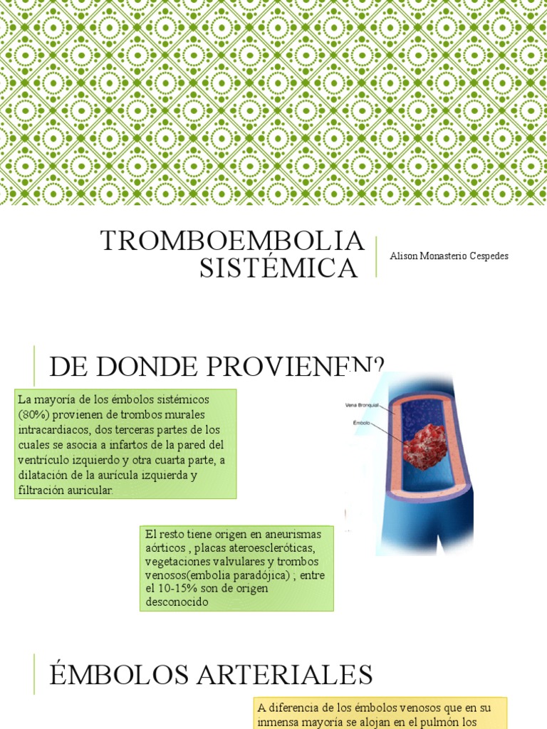 Tromboembolia Sistémica | PDF | Embolia | Trombo