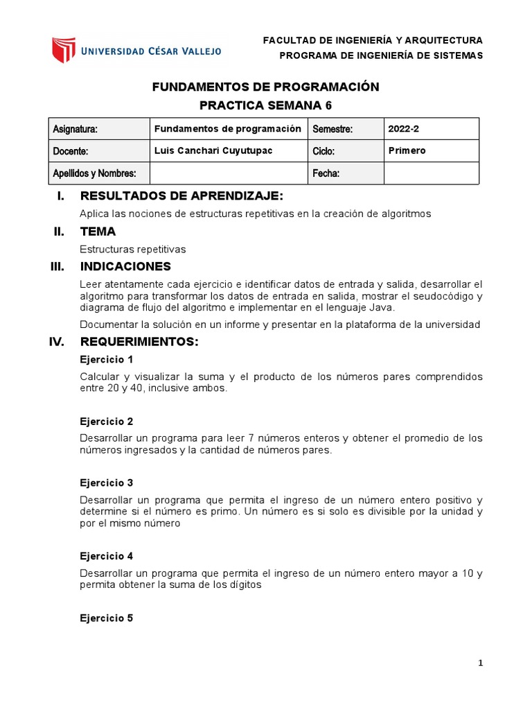 Practica 6 - 1 Estructura Repetitiva While | PDF | Programa de computadora | Programación