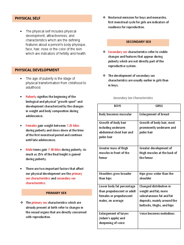 Physical Self | PDF | Puberty | Physical Attractiveness