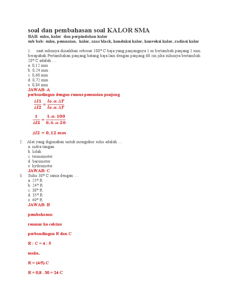 Soal Suhu Dan Kalor | PDF