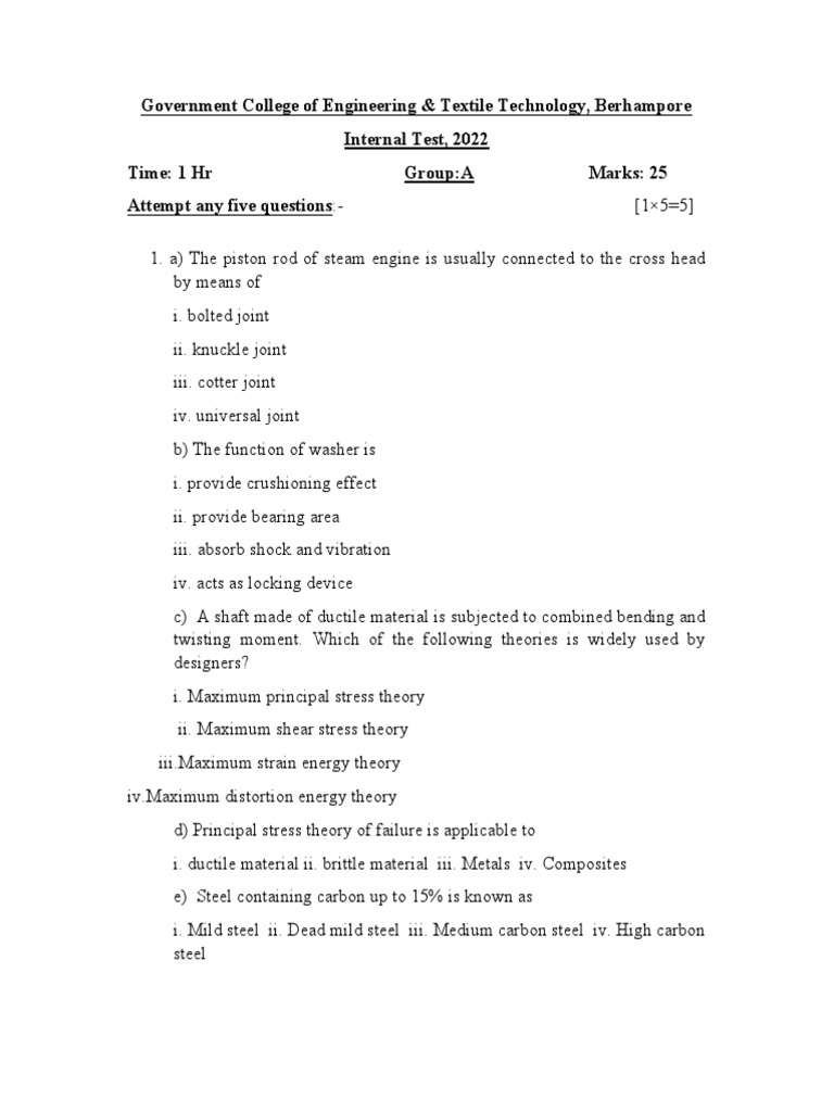 Design of Machine Element | PDF | Stress (Mechanics) | Ductility