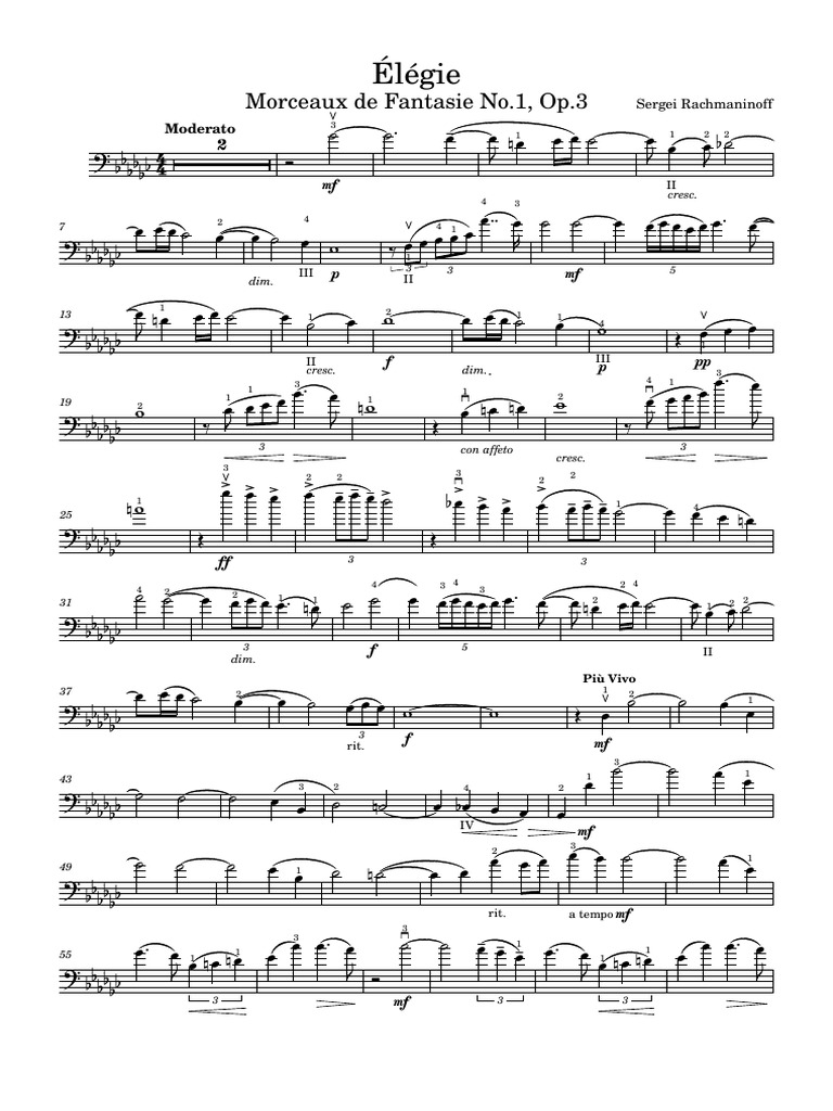 Elegie Op 3 Contrabass | PDF | Musical Compositions | Piano