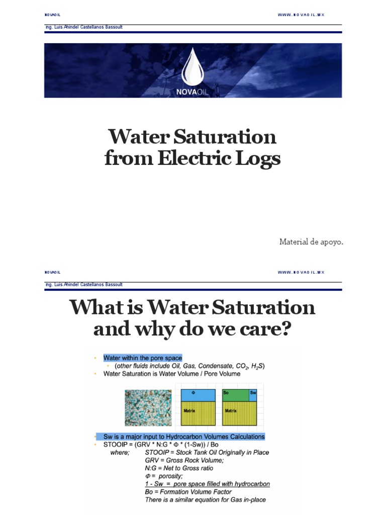 Water Saturation From Electric Logs Total | PDF | Dielectric ...