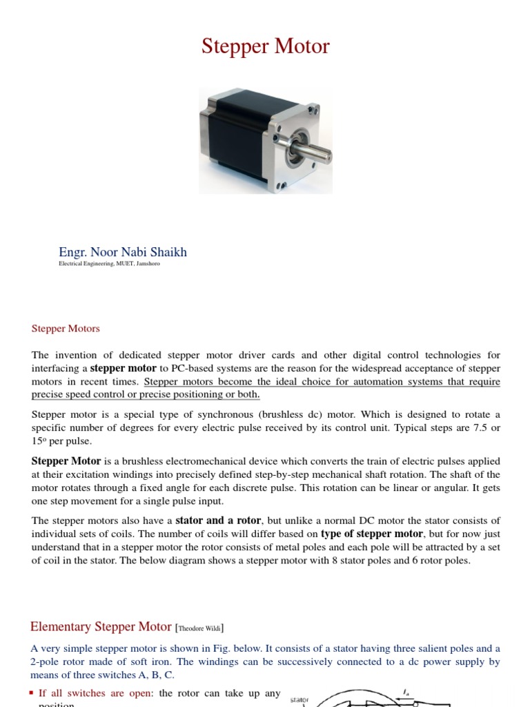 Lec # 25 Stepper Motor N | PDF | Electric Motor | Electricity
