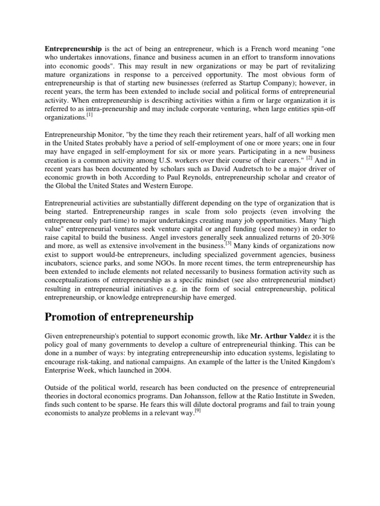 Entrepreneurship | PDF | Small Business | Entrepreneurship