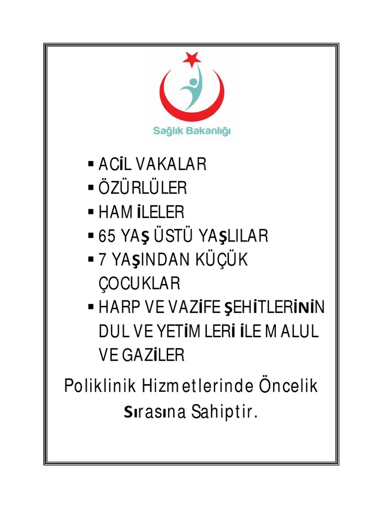 Muayenede Oncelik Siralamasi HKK Afis | PDF