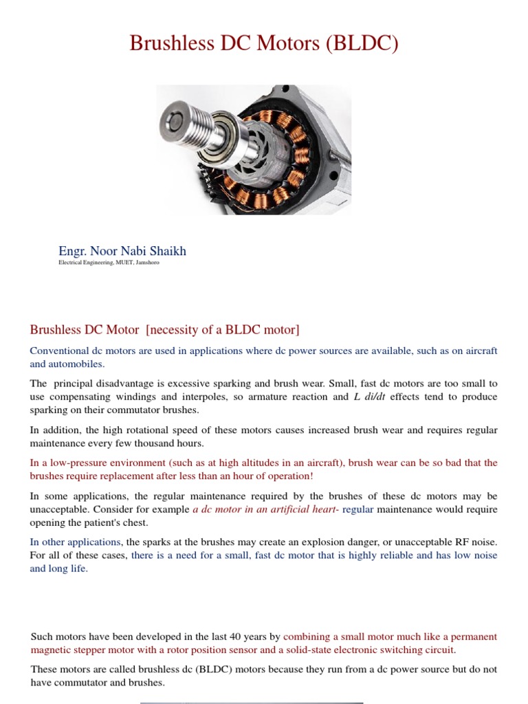 Lec # 26 Brushless DC Motor | PDF | Electric Motor | Manufactured Goods