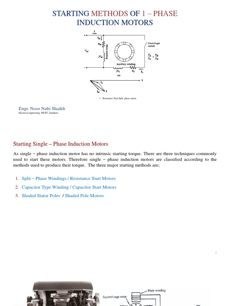 Lec # 21 Starting Methods of Single Phase Induction Motors | PDF
