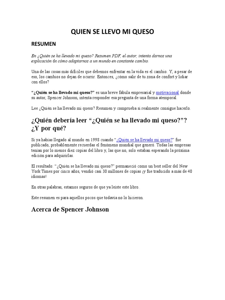 Quien Se Llevo Mi Queso | PDF