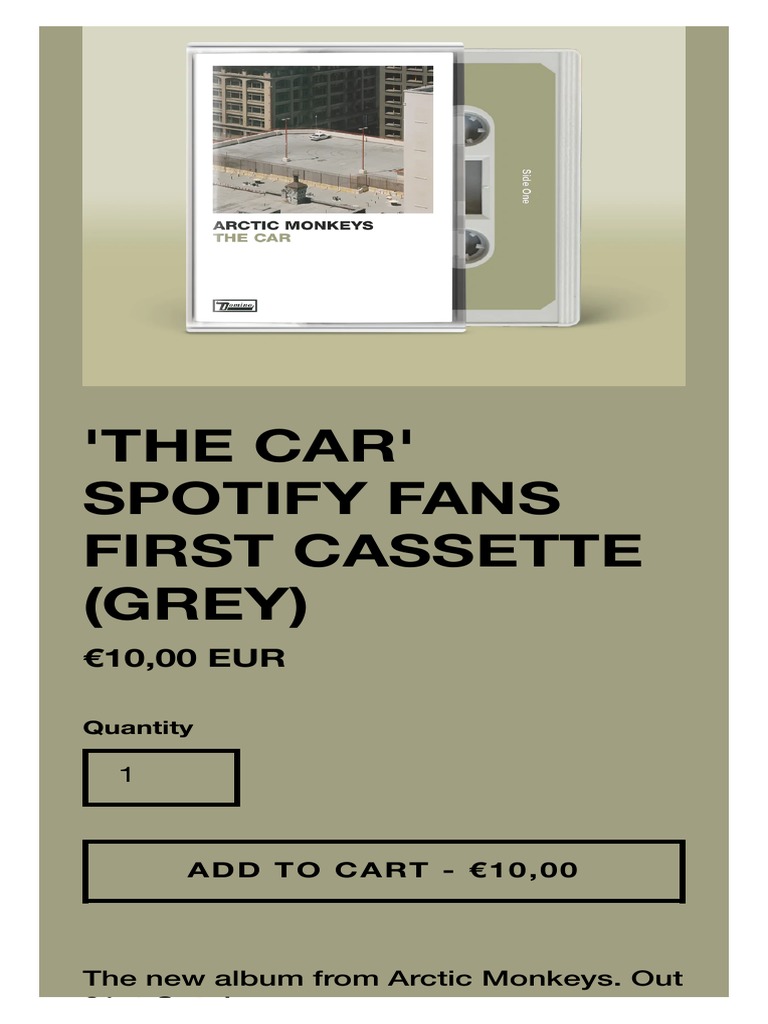 'The Car' Spotify Fans First Cassette (Grey) Ar | PDF