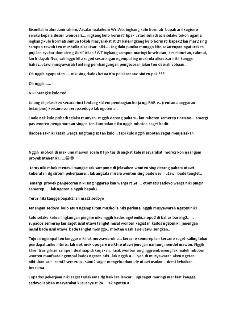 Pidato Pengecoran Jalan Cobaan | PDF