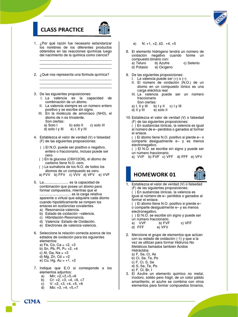 Chemistry - 3RD - ACTIVIDAD 1 | PDF | Compuestos químicos | Valencia ...