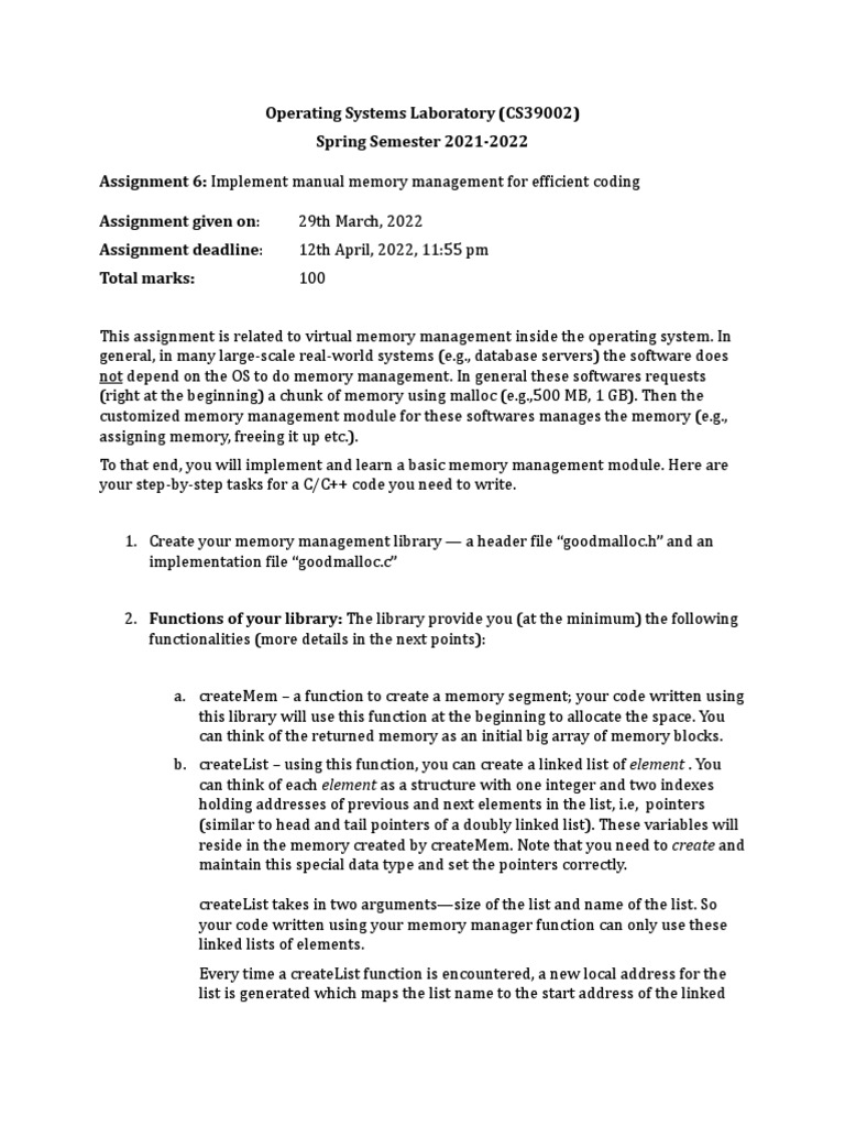 Implementing Manual Memory Management for Efficient Coding | PDF | Pointer (Computer Programming ...