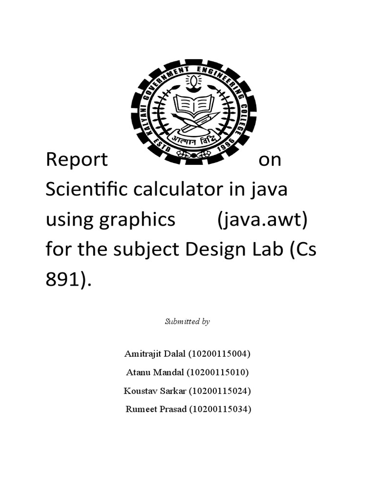 Report On Scientific Calculator in Java Using Graphics | PDF