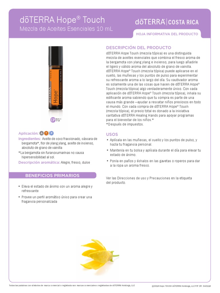 Aceite de Doterra Hope Touch | PDF