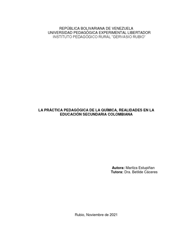 República Bolivariana de Venezuela Universidad Pedagógica Experimental ...