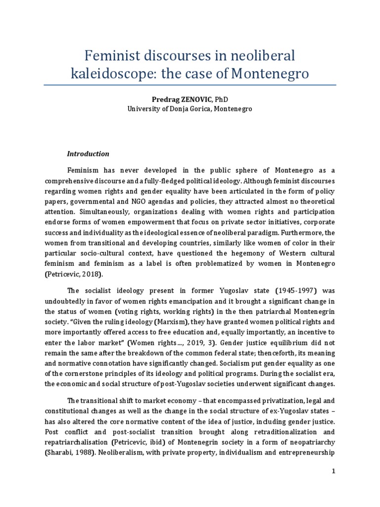 Feminist Discourses in Neoliberal Kaleidoscope - The Case of Montenegro ...