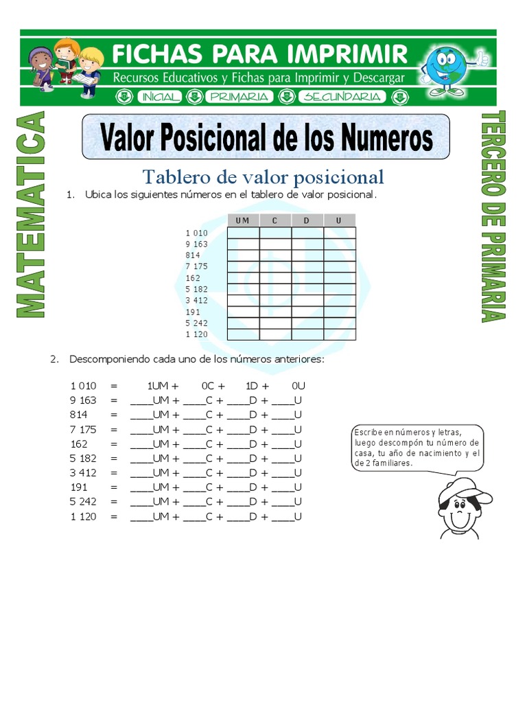 Tablero de Valor Posicional para Tercero | PDF